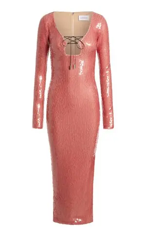 16Arlington Sequined Midi Dress - Pink