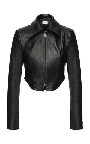 Magda Butrym Cropped Leather Jacket - Black