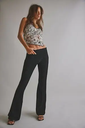 Free People Penny Pull-on Velvet Flared Pants - Black