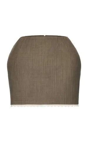 Magda Butrym Lace-trimmed Wool Mini Skirt - Neutral