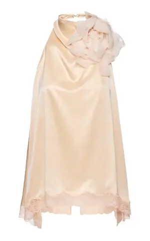 Magda Butrym Lace-trimmed Silk Top - Orange