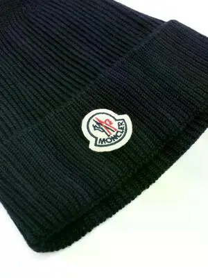 Moncler Ribbed Beanie With Logo Patch