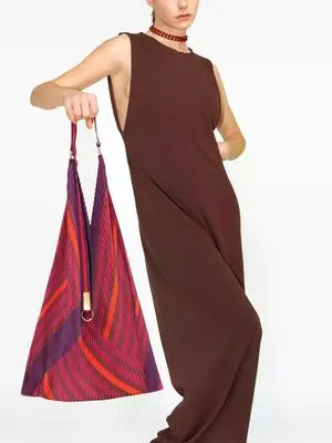 MULTITUDES BAGS Pleated Striped Tote Bag - Red