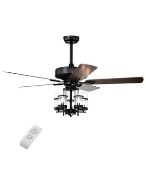 COSTWAY 50 Ceiling Fan With Light Classic Ceiling Fan Lamp W/noiseless Reversible Motor - Black