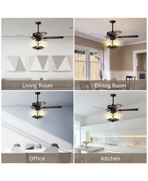 COSTWAY 50 Ceiling Fan With Light Classic Ceiling Fan Lamp W/noiseless Reversible Motor