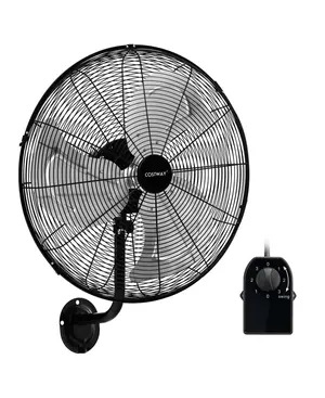 COSTWAY 21 Inch Wall Mount Industrial Fan 3 Speed Oscillating Metal Ventilation Fan - Black