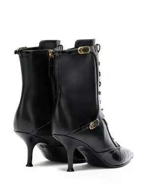 Roberto Cavalli Lace-up Crocodile-effect Ankle Boots