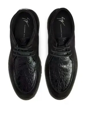 GIUSEPPE ZANOTTI Crocodile-effect Suede Lace-up Shoes