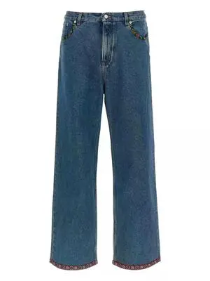 Valentino Garavani Floral-insert Five-pocket Jeans