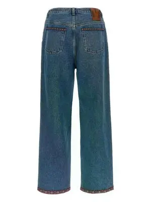 Valentino Garavani Floral-insert Five-pocket Jeans