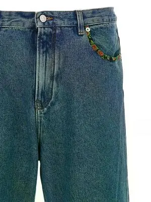 Valentino Garavani Floral-insert Five-pocket Jeans