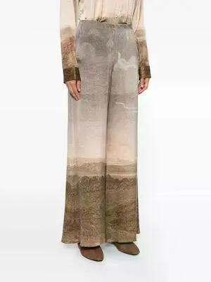 PIERRE-LOUIS MASCIA Landscape-print Wide-leg Trousers