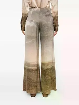 PIERRE-LOUIS MASCIA Landscape-print Wide-leg Trousers