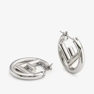 Fendi F Is Logo Hoop Earrings - Silver