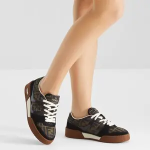 Fendi Match Lace-up Trainers - Black