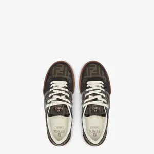 Fendi Match Lace-up Suede And Jacquard Ff Sneakers - Black