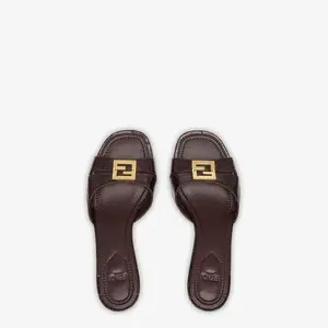 Fendi Ffold Hagfish Leather Sandals - Brown