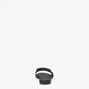 Fendi Baguette Leather Slides - Black