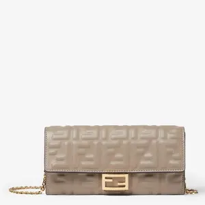 Fendi Baguette Continental With Chain - Grey