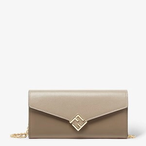 Fendi Ff Diamonds Continental With Chain - Grey