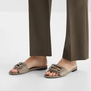 Fendi Baguette Slides - Grey