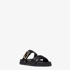 Fendi Ff Baguette Nappa Leather Slides