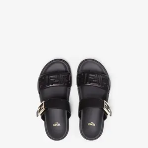 Fendi Ff Baguette Nappa Leather Slides