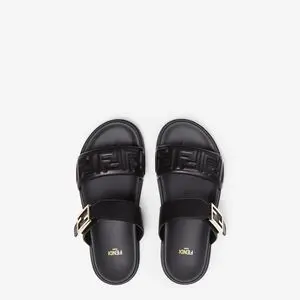 Fendi Ff Baguette Nappa Leather Slides
