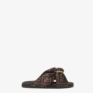 Fendi Padded Ff Motif Flat Slides - Brown
