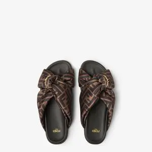 Fendi Padded Ff Motif Flat Slides - Brown