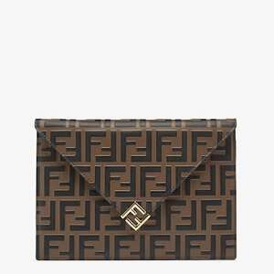 Fendi Ff Diamonds Flat Pouch - Brown