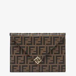 Fendi Ff Diamonds Flat Pouch - Brown