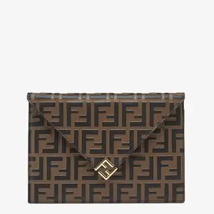Fendi Ff Diamonds Flat Pouch - Brown