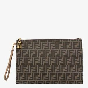 Fendi Flat Baguette Large Pouch - Brown