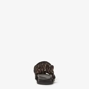 Fendi Flat Sandals With Ff Motif - Brown