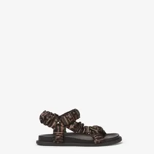 Fendi Flat Sandals With Ff Motif - Brown