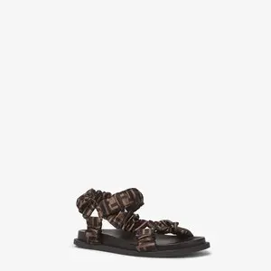 Fendi Ruched Ff Tube Motif Flat Sandals - Brown