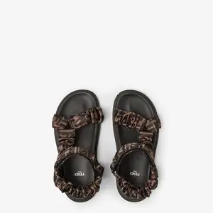 Fendi Ruched Ff Tube Motif Flat Sandals - Brown