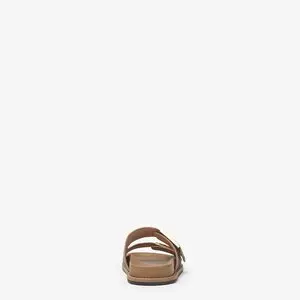 Fendi Ff Baguette Buckled Slides - Brown