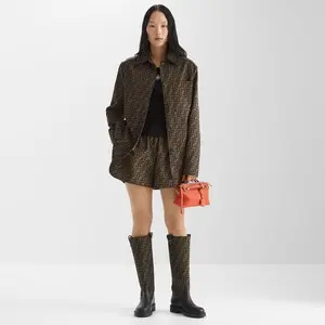 Fendi Ff Motif Jacquard Canvas Jacket - Brown