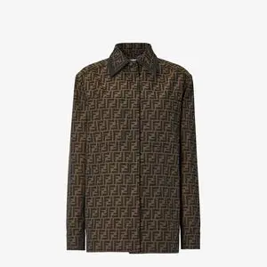 Fendi Ff Motif Jacquard Canvas Jacket - Brown