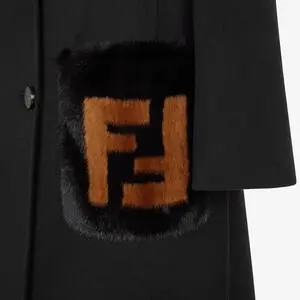 Fendi Midi Wool Double Fabric Coat - Black