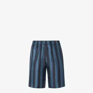Fendi Striped Silk Bermuda Shorts - Blue