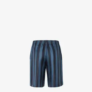 Fendi Striped Silk Bermuda Shorts - Blue