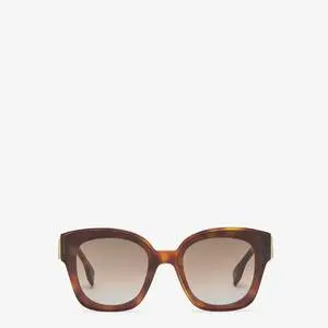 Fendi First Square Havana Acetate Eyeglasses - Brown