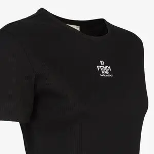 Fendi Ribbed Cotton Jersey Top - Black