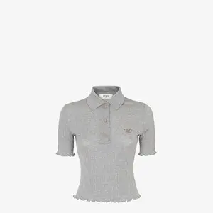 Fendi Cropped Rib Knit Polo Shirt