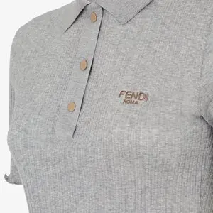 Fendi Cropped Rib Knit Polo Shirt