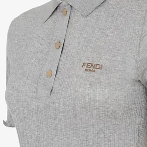 Fendi Cropped Rib Knit Polo Shirt