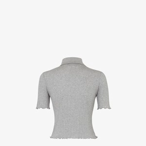 Fendi Cropped Rib Knit Polo Shirt
